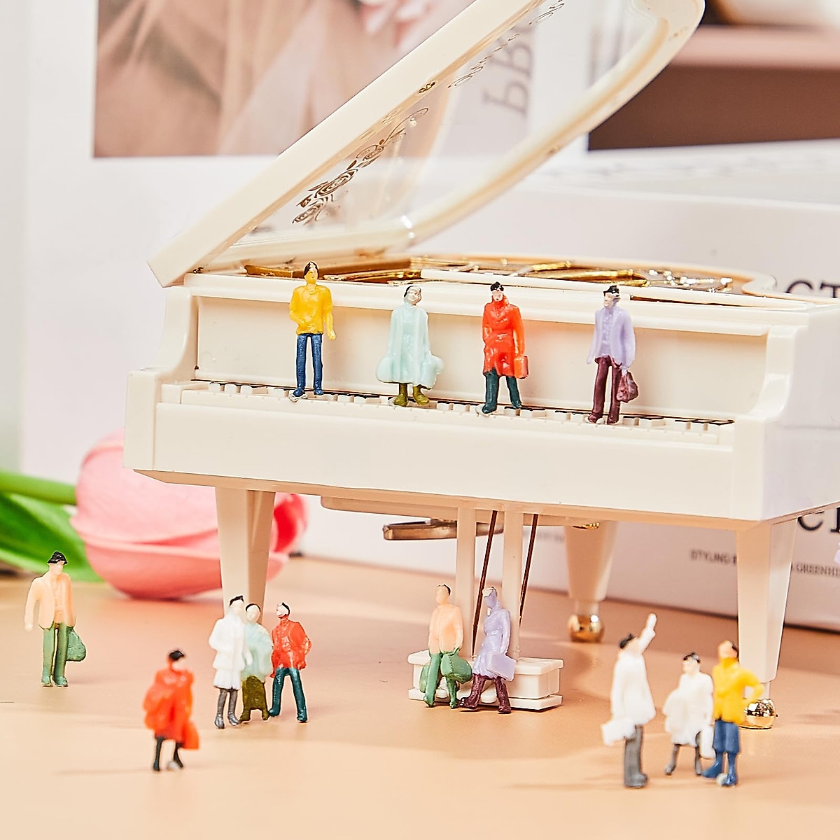 Hungdao 100 Pcs Small 1: 87 Ho Scale Tiny People Figurines Miniature People Figurines for Park Street Miniature Scenes Sitting Standing Tiny People Architectural People Painted Figures