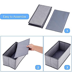 ULG Underwear Socks Drawer Organizer Divider, Washable Dresser Drawer Organizer Foldable Oxford Fabric Closet Organizers and Storage Boxes for Socks, Underwear, Ties, Belts, Light Grey