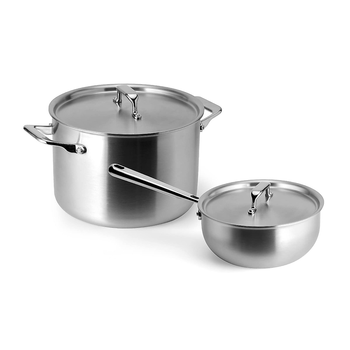 Misen 5-Ply Stainless Steel Cookware Set: 3 QT Stainless Steel Saucier with Lid, 3 QT Saute Pan with Lid & 10" Frying Pan - Excellent Searing, Sauteing & Everyday Cooking 9-Piece Set