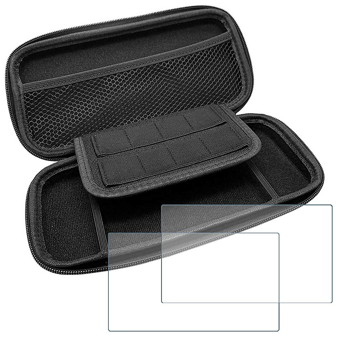 Carry case for New Switch Lite, AFUNTA Zipper Portable Case with 2 Pcs Screen Protectors for Switch Lite 2019-9H Hardness Tempered Glass Film