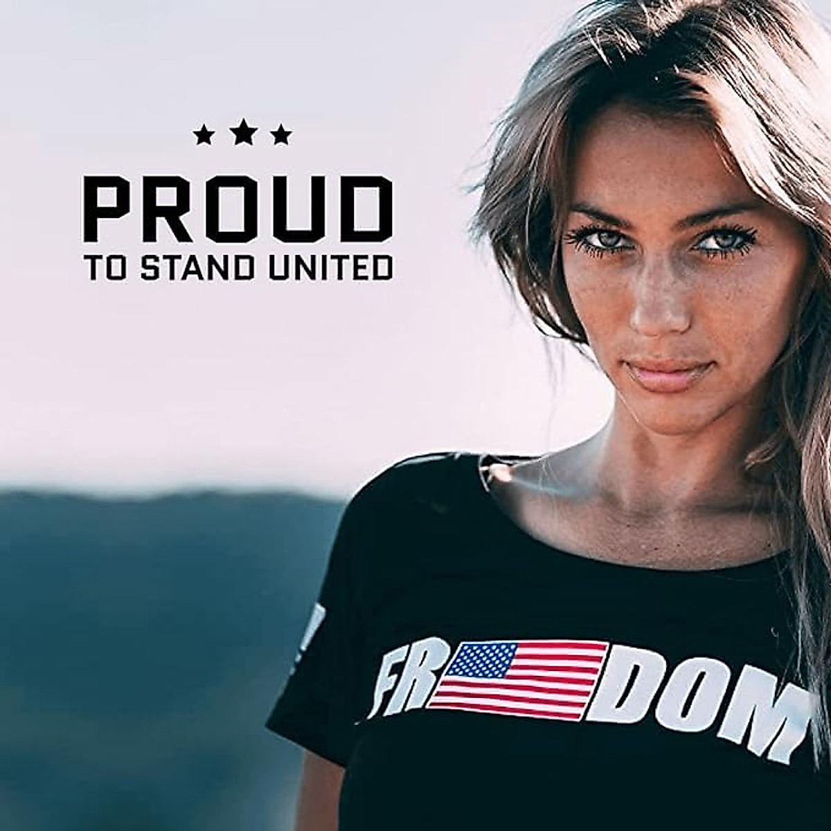 Tactical Pro Supply Patriotic American Flag Womans Short Sleeve Crew Neck T-Shirts Made from 100% Cotton - 1776 Stars - X-Large