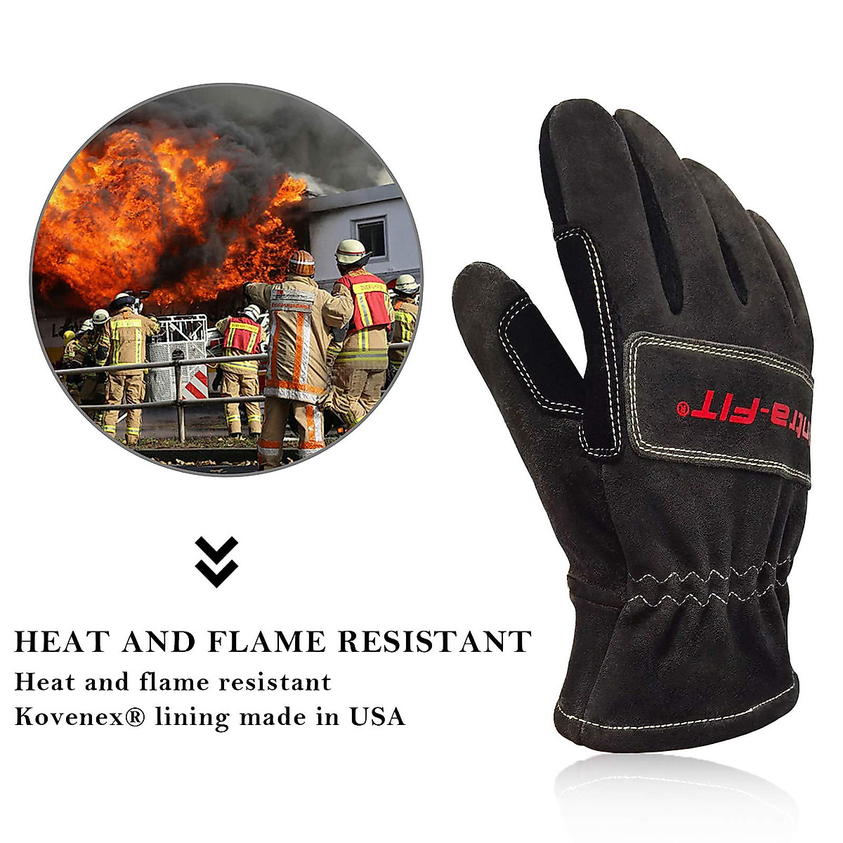 Intra-FIT Structural Fire Fighter Glove,NFPA 1971 Curved Fingers, Heat Resistance, Flame resistance, Fire-fighting Gloves