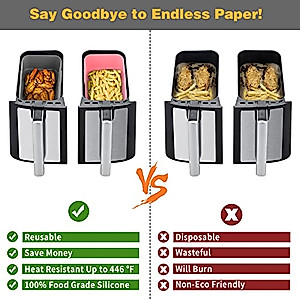 OUTXE 2-Pack 10 QT Silicone Air Fryer Liners for Ninja Dual Zone DZ401/DZ550, Reusable Rectangular Air Fryers Silicone Pot Inserts for Oven Microwave Accessories (Grey+Pink)