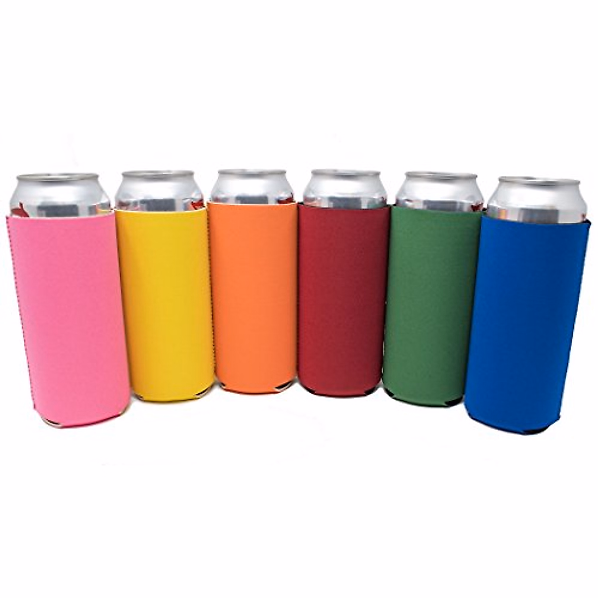 TahoeBay Tallboy Can Sleeves (6-Pack) 24oz Neoprene Beer Coolies for Cans - Bulk Blank Energy Drink Coolers (Multicolor)