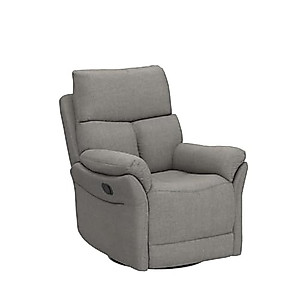 ANJ Swivel Rocker Recliner Chair, Manual Fabric Glider Nursery Recliner Chair, Single Rocking Modern Sofa Home Theater Seating for Living Room, Nursery (Silver)