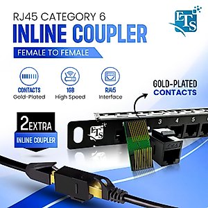 ETS 24 Port Patch Panel CAT6 0.5U Inline Pass Through Keystone Coupler UTP High Density