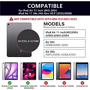 TQQ iPad Air 11-inch (M2) 2024/ iPad Air 5th/4th Generation Case with Keyboard - Rechargeable Bluetooth Keyboard, Pencil Holder, for New iPad Air 11-inch (M2) 2024 /iPad Air 10.9 inch, Blue