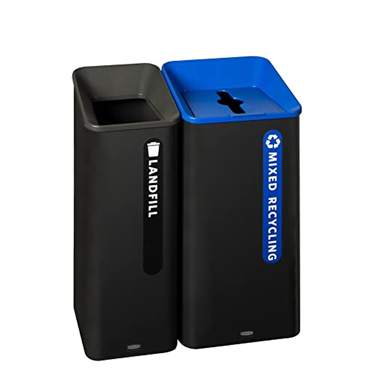 Rubbermaid Commercial Products Sustain Mixed Recycling Trash Can, 23-Gallon, Blue, Indoor/Outdoor Garbage Bin with Nested Lid for Office/Mall/School/Stadium