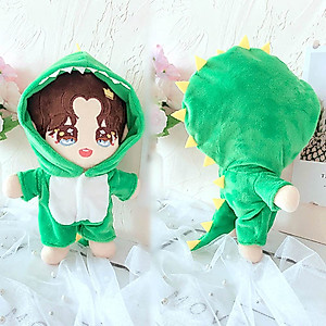 niannyyhouse Dinosaur Suit 20cm(7.8in) Plush Doll Clothes Onesies + Shoe 2-Piece Set Green Pajamas (Green)