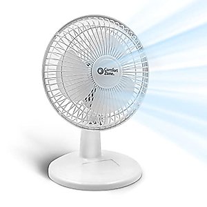 Comfort Zone CZ6D 6" Quiet Portable Indoor 2-Speed Desk Fan with Clip and Fully Adjustable Tilt, White
