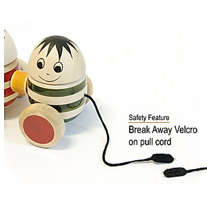 Handmade Wooden Stacker & Pull Toy with Bobbing Heads Made Using Natural Colors for Toddlers 18 Months Old and up, Helps in Early Education and Development | BOBBLERS by Maya Organic