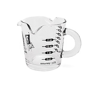 3oz Espresso Measuring Glass by Barista Basics I Espresso Shot Glass Measuring Cup With 3 Spouts I Made of Thick, Heat Resistant Glass I Coffee Measuring Shot Glass With Handle I Barista Measuring Cup