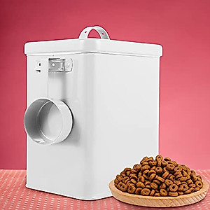 Angoily Metal Rice Storage Container Rice Canister with Lid Cereal Containers Dispenser Sealed Food Storage Container for Cereal Beans Pet Food White
