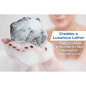 XXL 90g Charcoal Shower Loofah 3 Pack by Tilcare - Perfect Bath Sponge for Exfoliating for Men & Women - Body Scrubber Brush for Cleansing and Smooth Skin - Scrubbies That Remove Excess Oil and Dirt