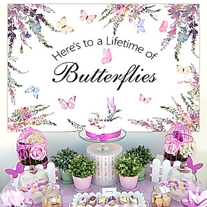 Wonmelody Butterfly Bridal Shower Backdrop Banner 7 * 5ft Lifetime of Butterflies Backdrop Butterfly Bride Shower Decorations Butterfly Floral Bridal Shower Banner for Bachelorette Wedding Engagement