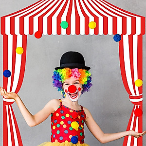 Ziliny 3 Pcs Carnival Party Decorations Circus Tent Awning Halloween Red White Banner Concession Stand(Striped Style)