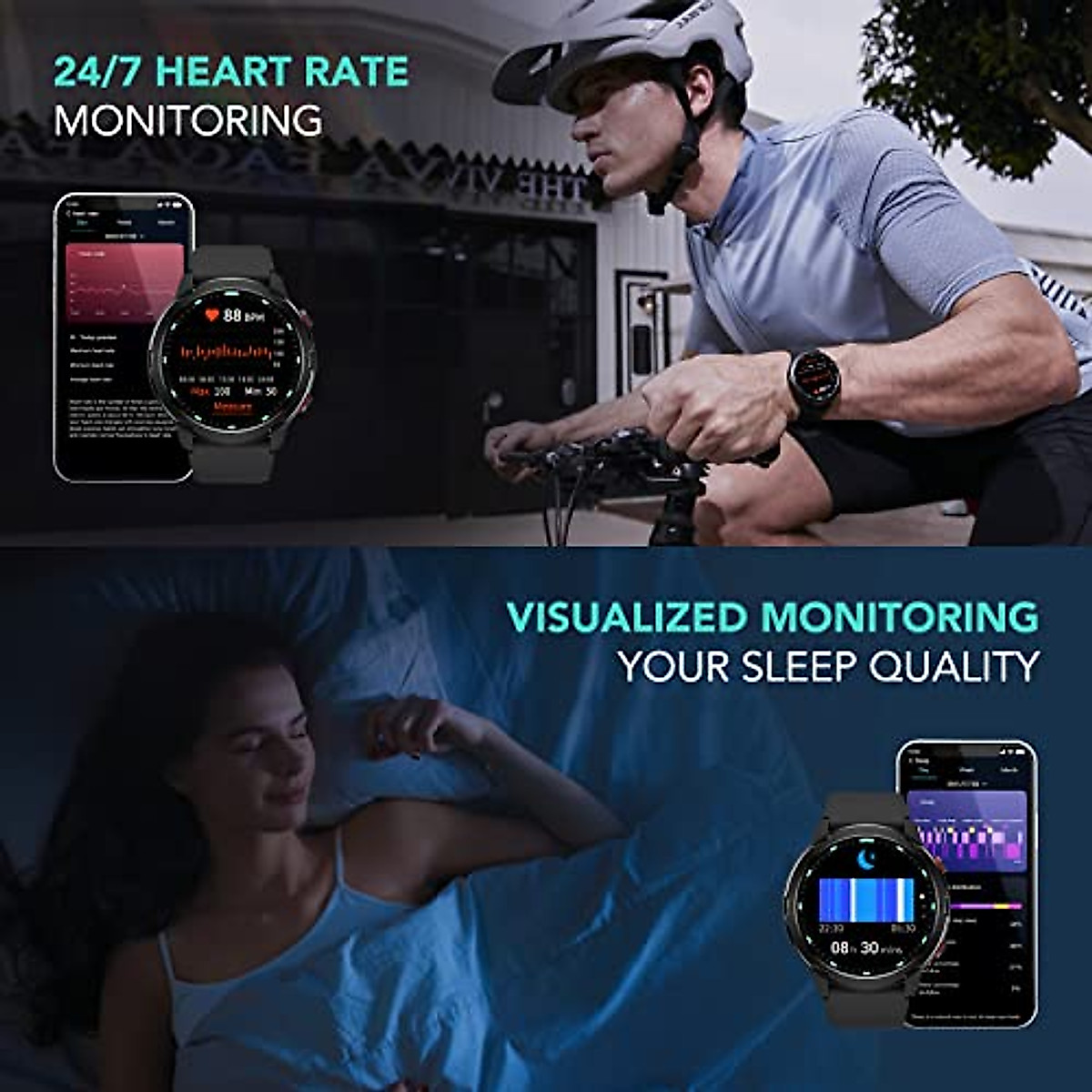SKG V9C Smart Watch for Men Women, Smartwatch with GPS for Android & iPhone, Fitness Tracker with Heart Rate, SpO2, Sleep Monitor, IP68 Waterproof, Multi-Sports, Dials, Outdoor Compass, Ideal Gift