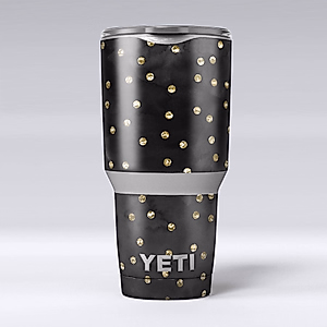 Design Skinz Black Watercolor and Gold Glimmer Polka Dots - Skin Decal Vinyl Wrap Kit Compatible with The Yeti Rambler Cooler Tumbler Cups