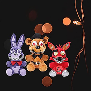 Amriver FNAF Plushies 7inch FNAF Plushies Stuffed Animals Plush Toys - Foxy Plush Bonnie Plush Christmas Stuffed Plush Kids Toy