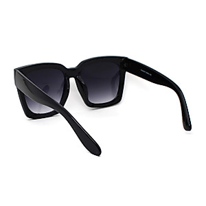 Womens XL Oversize Horned Rim Thick Plastic Retro Sunglasses Black Smoke
