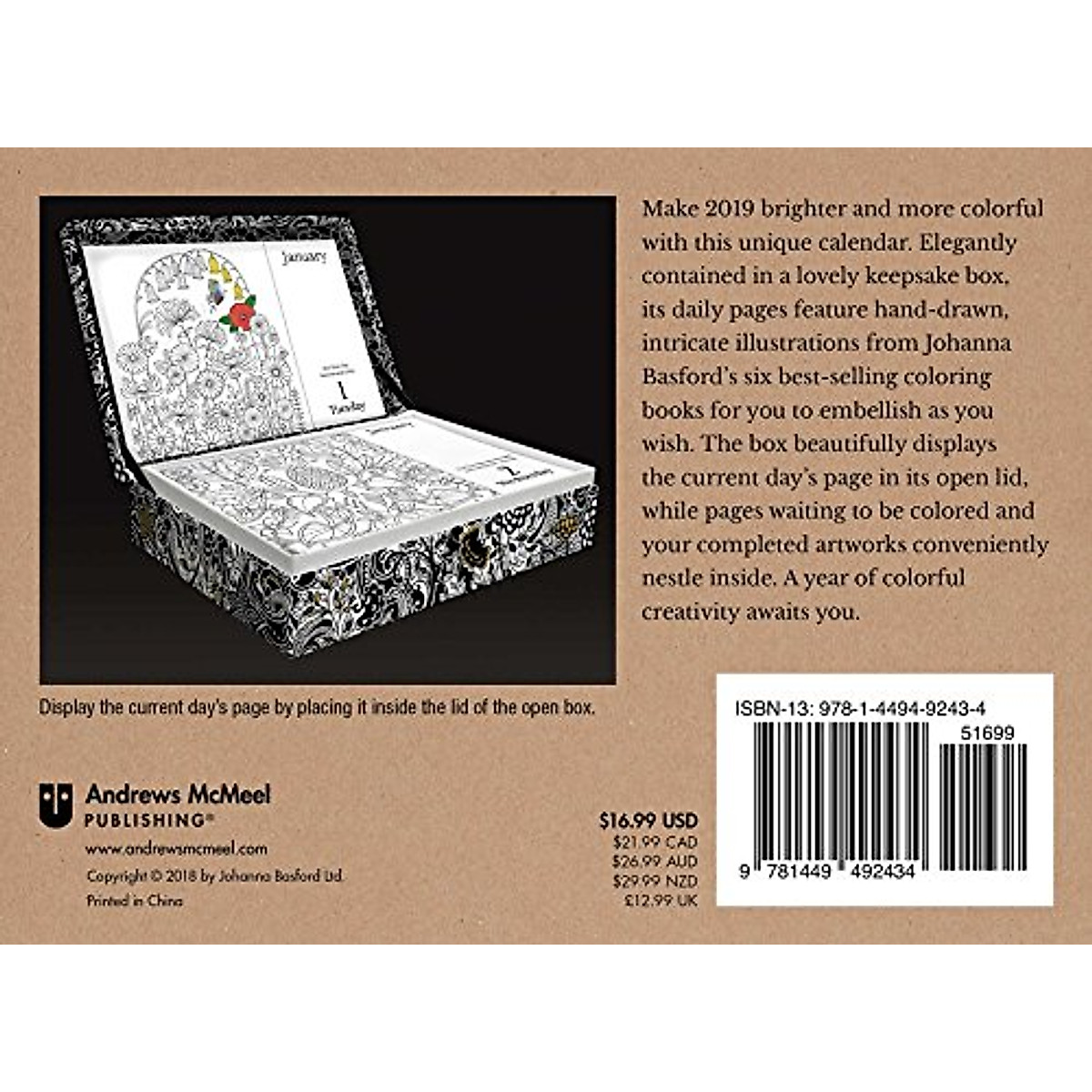 Johanna Basford 2019 Coloring Day-to-Day Calendar