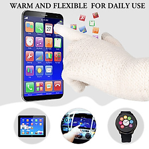 Women Winter Hat Gloves Scarf Set Beanie Knit Warm Neck Scarves Touchscreen Glove Fleece Lined Cold Weather 3 Pack Warmer Wool Cap with Pom Beige Woman Unisex Adult Ladies Para Mujer Gorros