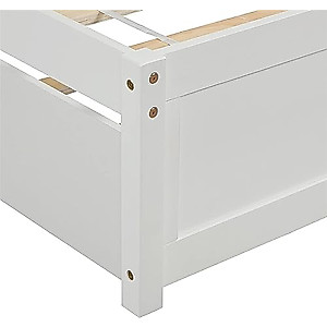 Harper & Bright Designs Twin Bed Frame with Trundle, Twin Bed Frame with Headboard, Wood Twin Platform Bed with Pull Out Trundle for Kids, Guest Room,No Box Spring Needed,White