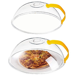 2 Pack Large Microwave Splatter Cover, Transparent Cover, Microwave Plate Cover Lid with Handle and Adjustable Steam Vents Holes Keeps Microwave Oven Clean