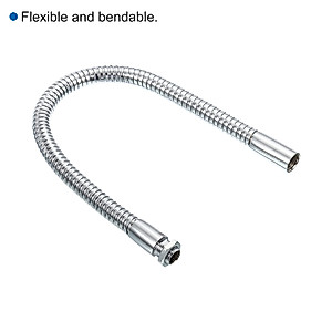 PATIKIL 11.8" Universal Gooseneck Hose, 2Pcs M10 Fine Thread Metal Bendable Hose Flexible Arm Gooseneck Tube Extension for Multifunction DIY, Silver Tone