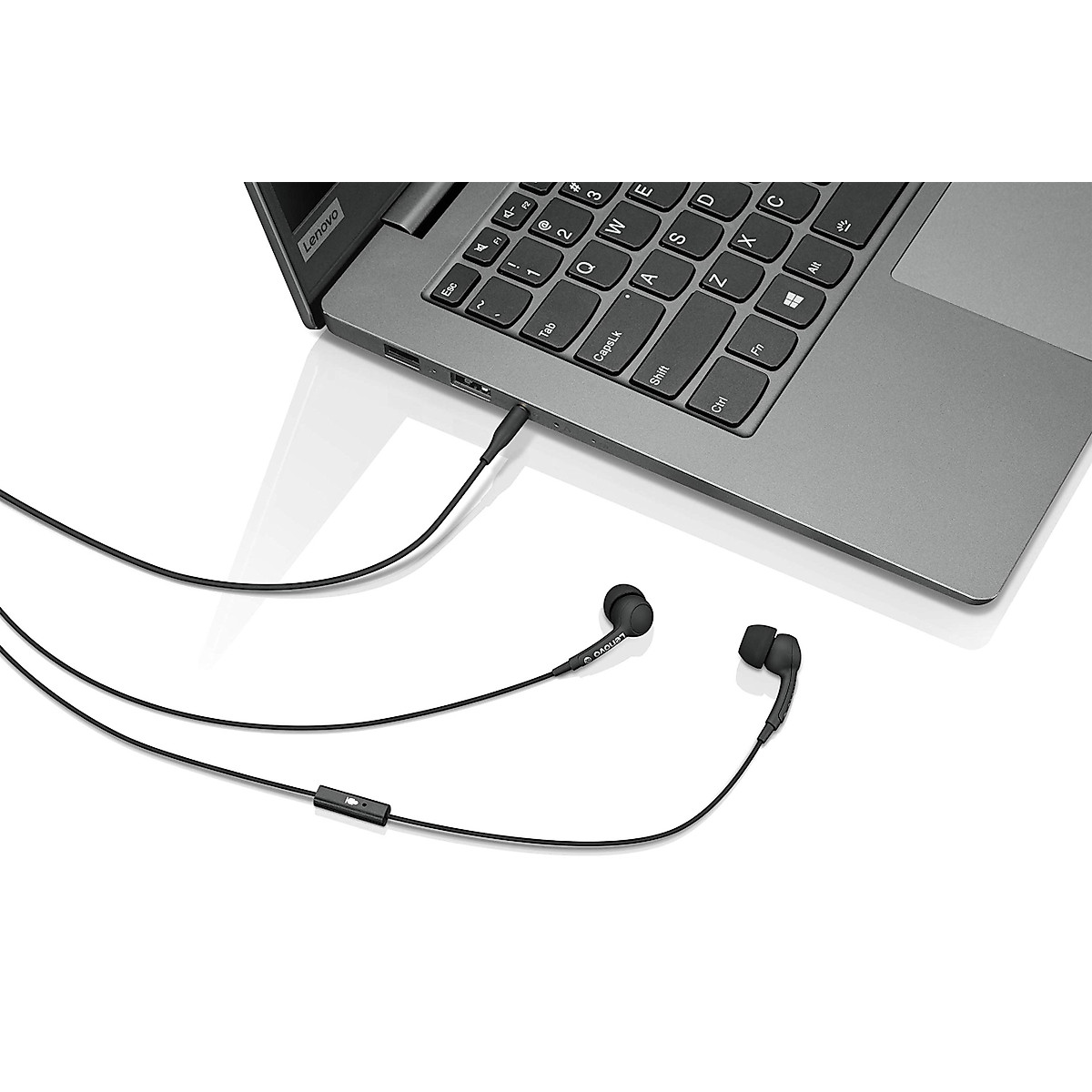 Lenovo 100 in-Ear Headphone, Wired, Microphone, Noise Isolating, 3 Ear Cup Sizes, Windows, Mac, Android, GXD0S50936, Black