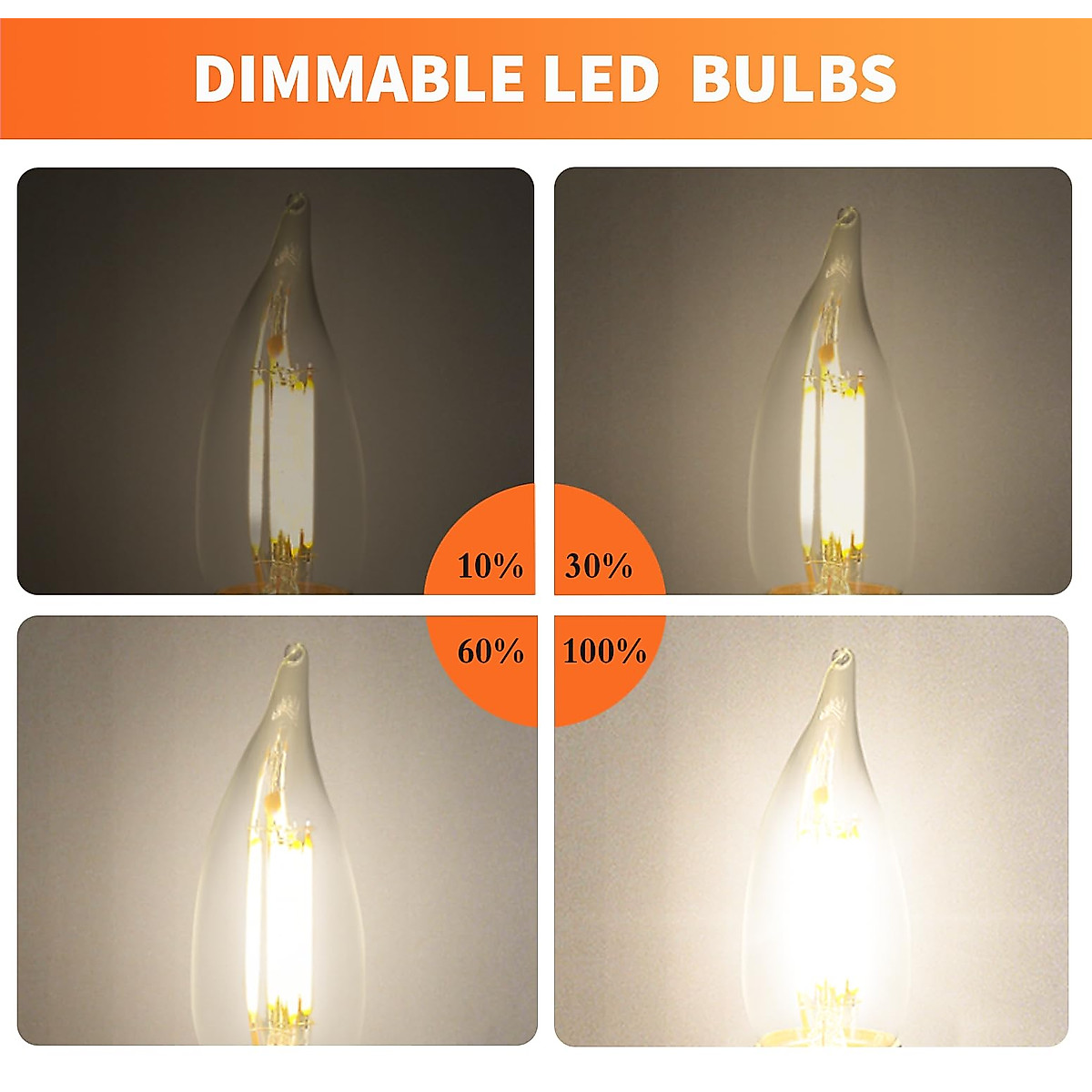 ALAMPEVER LED Candelabra Bulbs, Dimmable CA11 E12 LED Chandelier Light Bulbs, 2700K Soft White, 4W (40W Equivalent), 450LM, 12 Pack