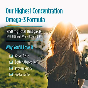 Nordic Naturals ProOmega 2000, Lemon Flavor - 120 Soft Gels - 2150 mg Omega-3 - Ultra High-Potency Fish Oil - EPA & DHA - Promotes Brain, Eye, Heart, & Immune Health - Non-GMO - 60 Servings