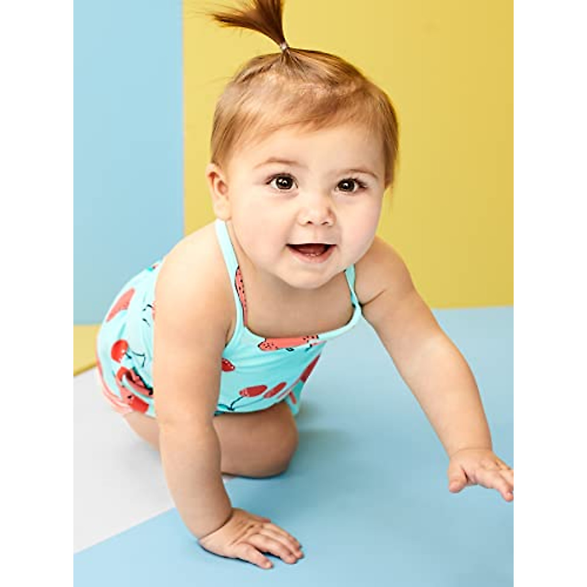 Simple Joys by Carter's Toddler Girls' 3-Piece Assorted Rashguard Sets, Rose/Teal Blue, Strawberry/Whale, 3T