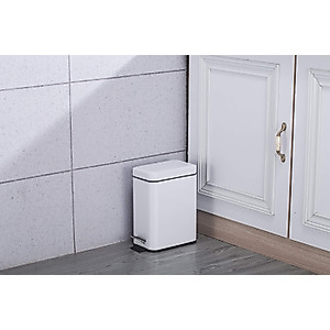Smartbin 5L 1.3 Gal Stainless Steel Kitchen Trash Can Pedal Dust Bin Waste Basket Garbage Bin with Lid Inner Bucket Rectangular Waste Bin in-Home Recycle Bin