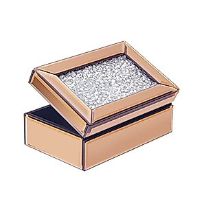 BST FURNH Luxurious Crushed Diamond Large Gold Mirrored Jewelry Box Silver Glass Jewelry Organizer Storage High-end Luxury Big Mirror Box Jewelry Decorative Box