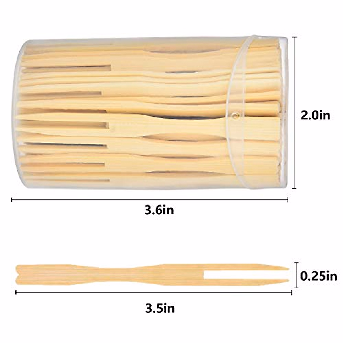 Bamboo Forks 3.5 Inches Disposable Mini Food Picks Double Prong Fruit Cocktail Forks Blunt-end Forks for Appetizer, Cocktail, Fruit, Pastry, Dessert (110 Pcs)