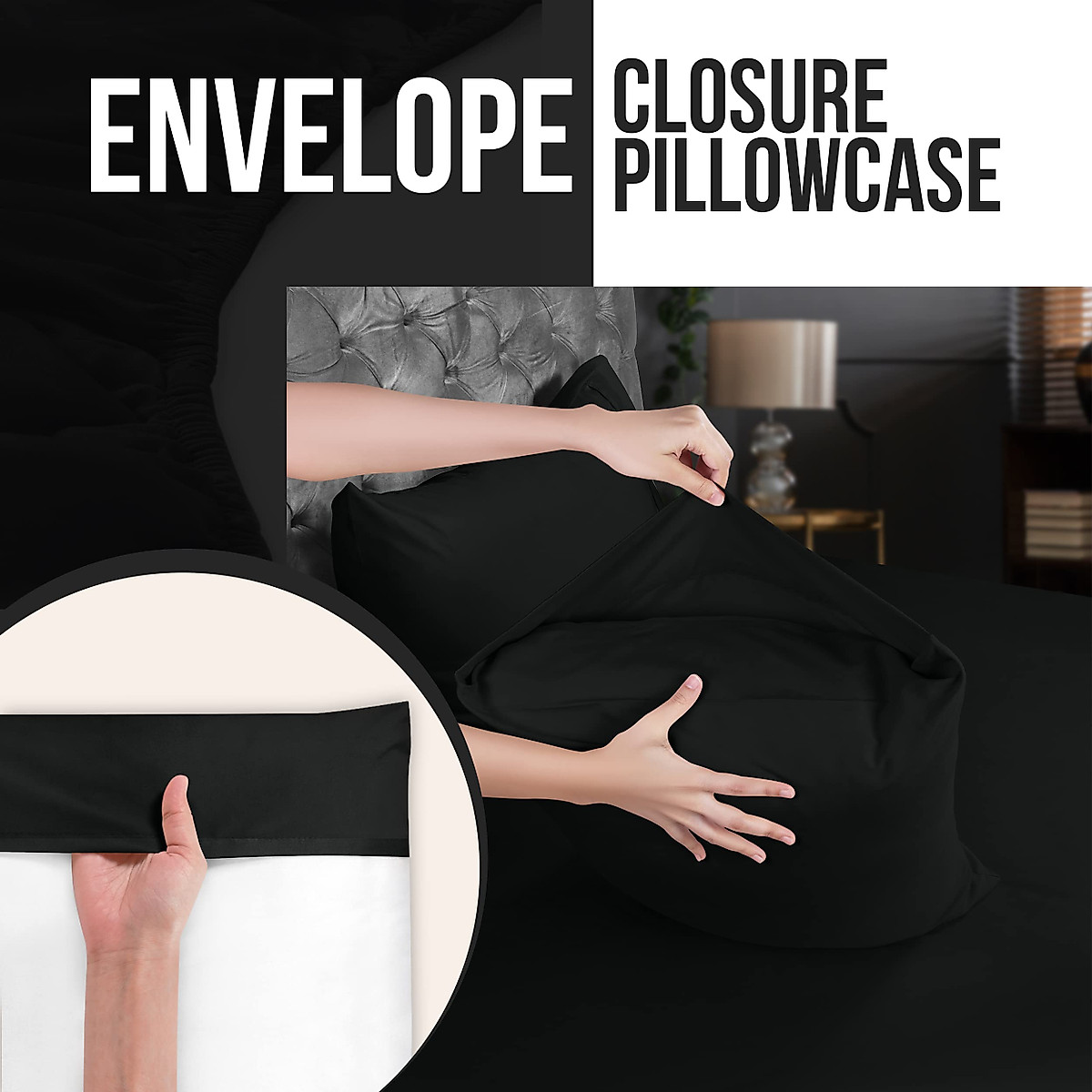 Utopia Bedding Queen Pillow Cases - Pack of 4 - Envelope Closure - Soft Brushed Microfiber Fabric - Shrinkage and Fade Resistant Pillow Covers Queen Size 20 X 30 Inches (Black)