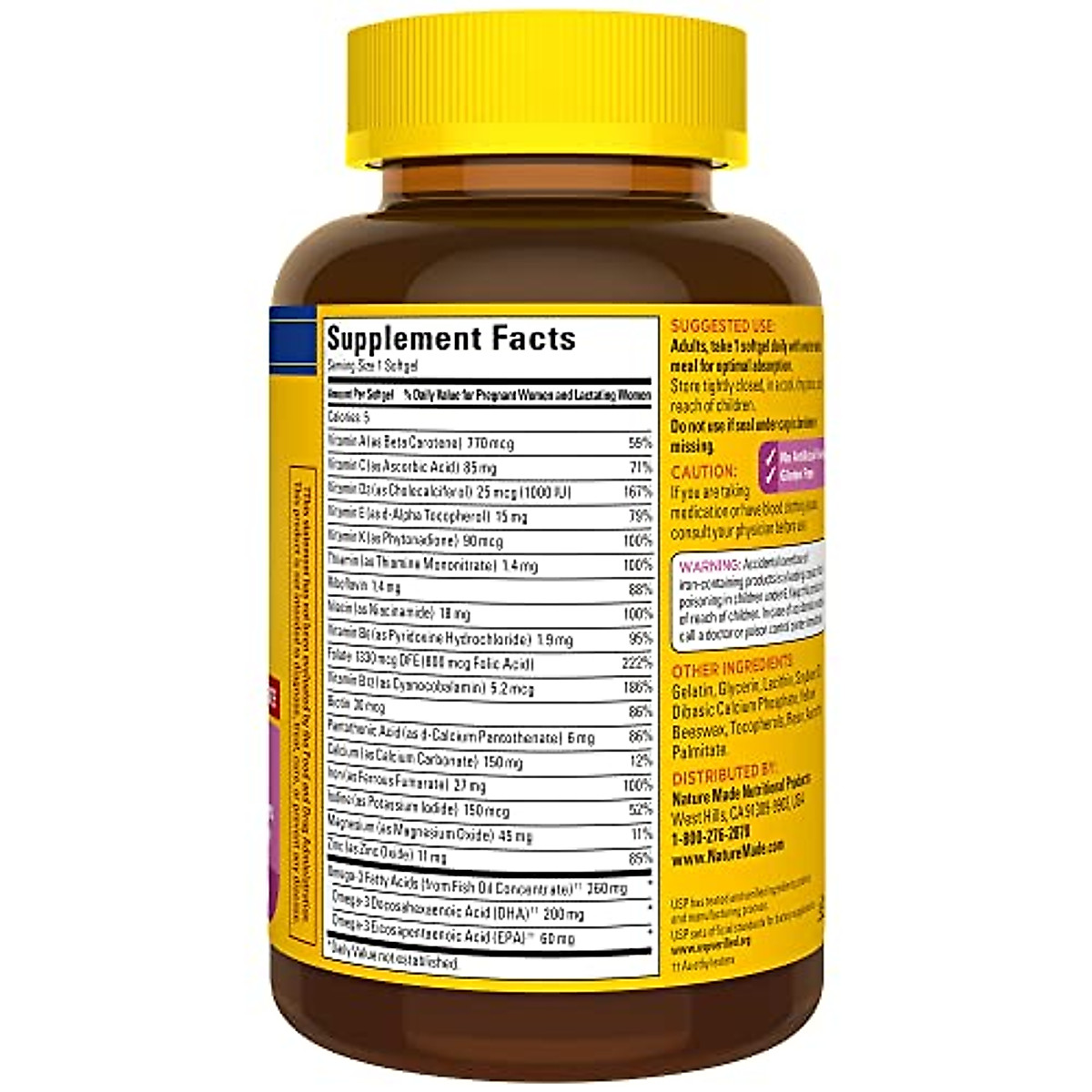 Nature Made Prenatal with Folic Acid + DHA, Prenatal Vitamin and Mineral Supplement for Daily Nutritional Support, 90 Softgels, 90 Day Supply