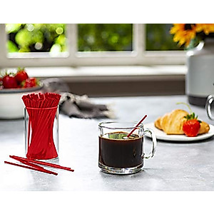 5 Inch Coffee & Cocktail Stirrers/Straws [1000 Count] Disposable Plastic Sip Stir Sticks – Red