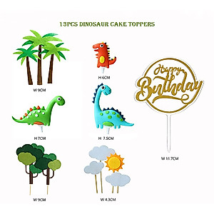 13PCS 3D Dinosaur Cake Topper Cupcake Topper Cake Decorations for kids Birthday Baby Showr Party Supplies
