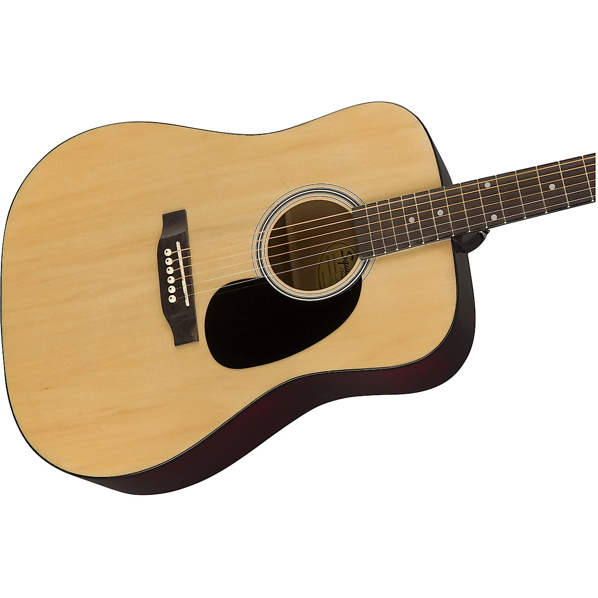Fender Squier Dreadnought Acoustic Guitar - Natural Bundle with Gig Bag, Strap, Strings, Picks, Fender Play Online Lessons, and Austin Bazaar Instructional DVD