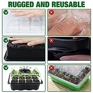 DUCRKAC (5-Pack) Seed Starter Tray with Grow Light & Humidity Dome, 60-Cell Seedling Starter Trays, Plant Starter Kit Indoor, Seed Starting Supplies, Garden Seed Growing Kit, Plant Germination Trays
