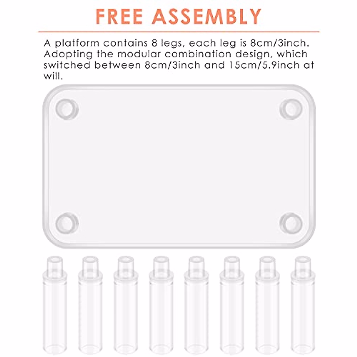 Bissap Hamster Platform, Plastic Play Platform Hamster Stand Platform for Dwarf Syrian Hamsters Gerbils Mice Degus or Other Small Pets Cage Accessories - Transparent