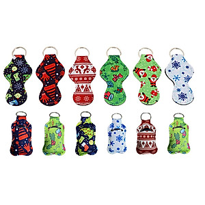 12Pcs Portable Lipstick Holder Keychain Neoprene Keyring Holder Lip Balm Case Pouch for Christmas