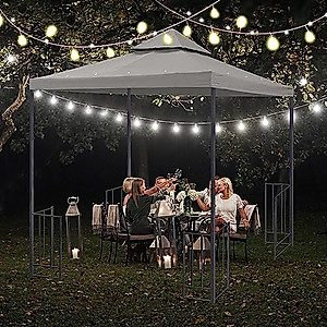 Yescom 8'x8' UV30+ Gazebo Canopy Replacement Top Cover Grey for Dual Tier Outdoor Patio Garden Tent Y0088T09
