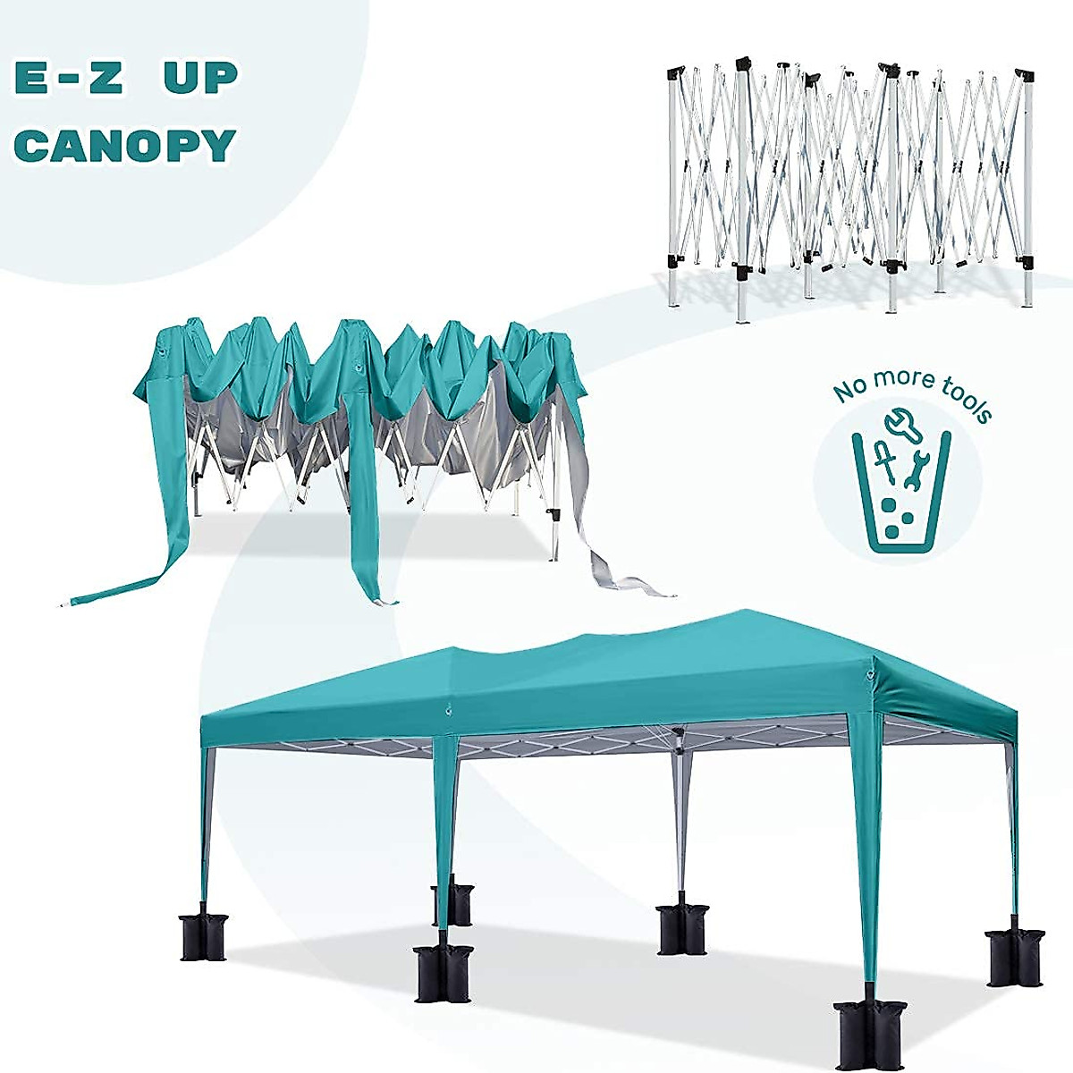 Quictent 10'x20' Heavy Duty Pop Up Canopy Tent- Easy up Outdoor Commercial Party Event Canopies, Waterproof, Easy Setup & Portable, Includes Weight Bags and Wheeled Carry Bag - Light Blue