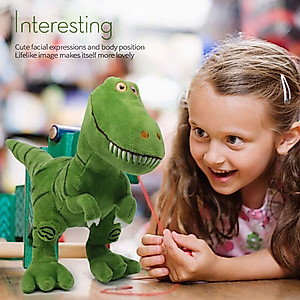 VSFNDB Stuffed Dinosaur Animal Plush Toys 14 Inches Green T-Rex Tyrannosaurus Animal Stuffed Plushies Super Soft Cute Cuddly Pillow Cushion Rex Stuff Dolls Gifts for Children Kids Boys Girls, 14Inches