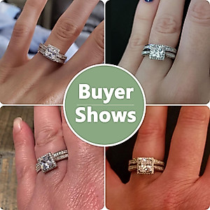 Newshe Engagement Wedding Ring Set For Women 925 Sterling Silver 1.5CT Princess White AAAAA Cz Size 7