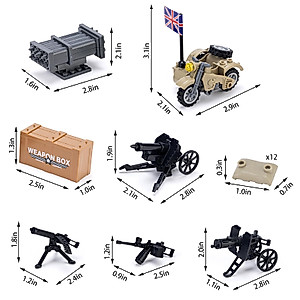 VICVIK Weapons Pack Military Weapons Accessories WWII Soldier Model Toys Military Equipment Battle Blocks Bricks Children's Toys, Compatible with Mini Figure Brick Toy for Boys Age 3＋