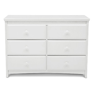 Delta Children Emerson 6 Drawer Dresser with Interlocking Drawers - Greenguard Gold Certified, Bianca White